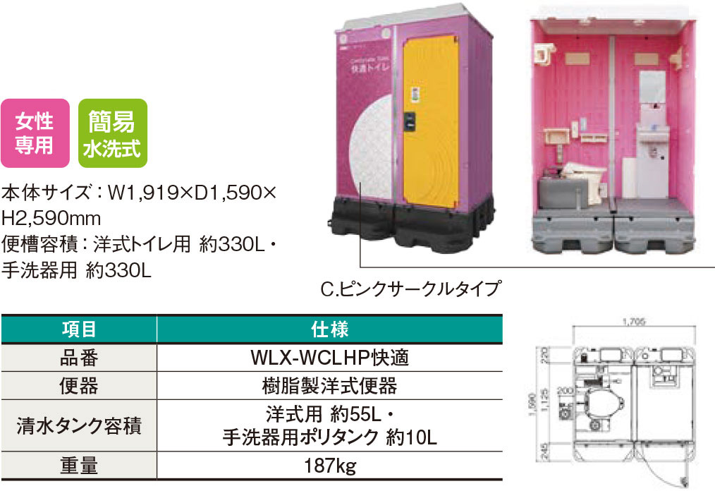 WLXシリーズ Flower Toilet - 【LC+】建設仮設機材・資材の総合レンタル・販売サイト